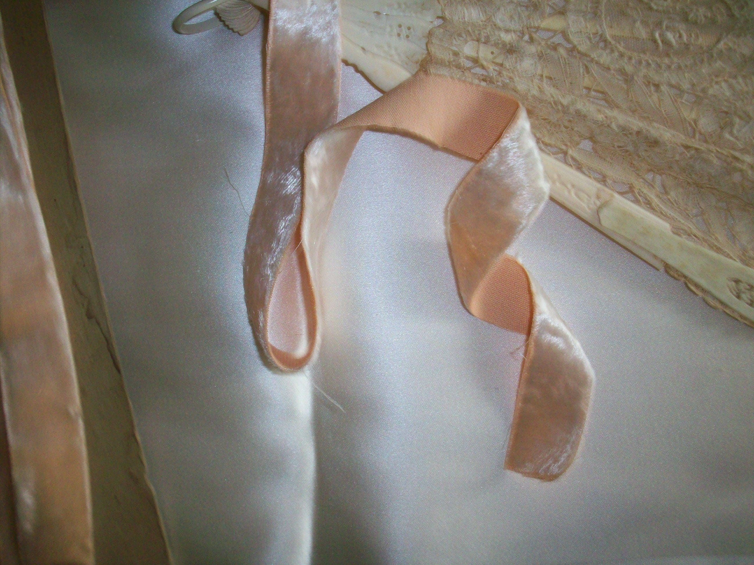 Vintage Velvet Rayon Cotton Fur-like Ribbon in Pink Peach 3/4 to 7/8 ...