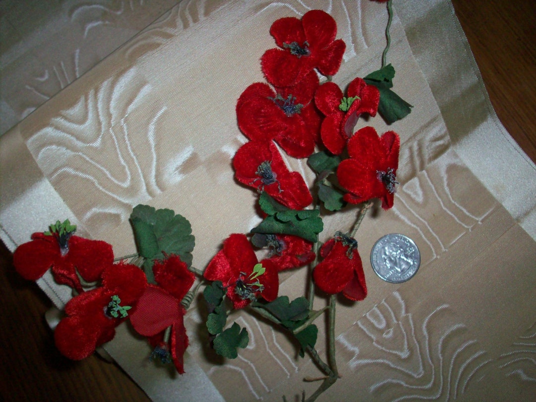 Vintage Colorful Scarlett Red Velvet Flowers - Etsy