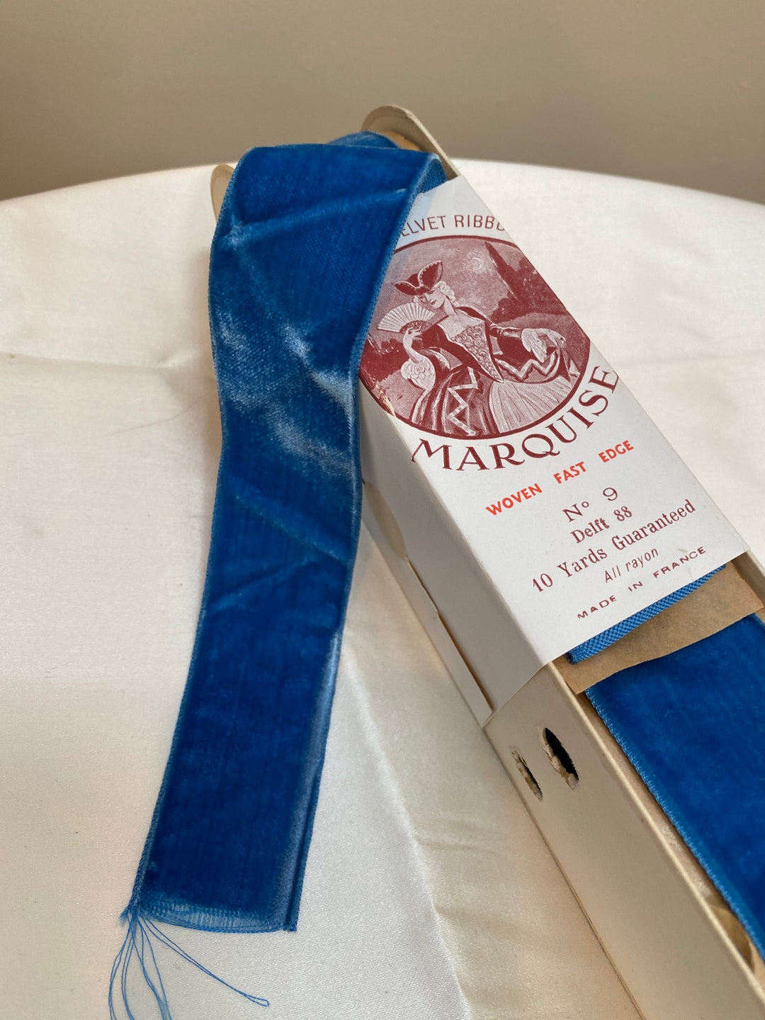 French Antique Rayon Velvet Trim Ribbon Yardage Old Store Stock 1 3/8 ...