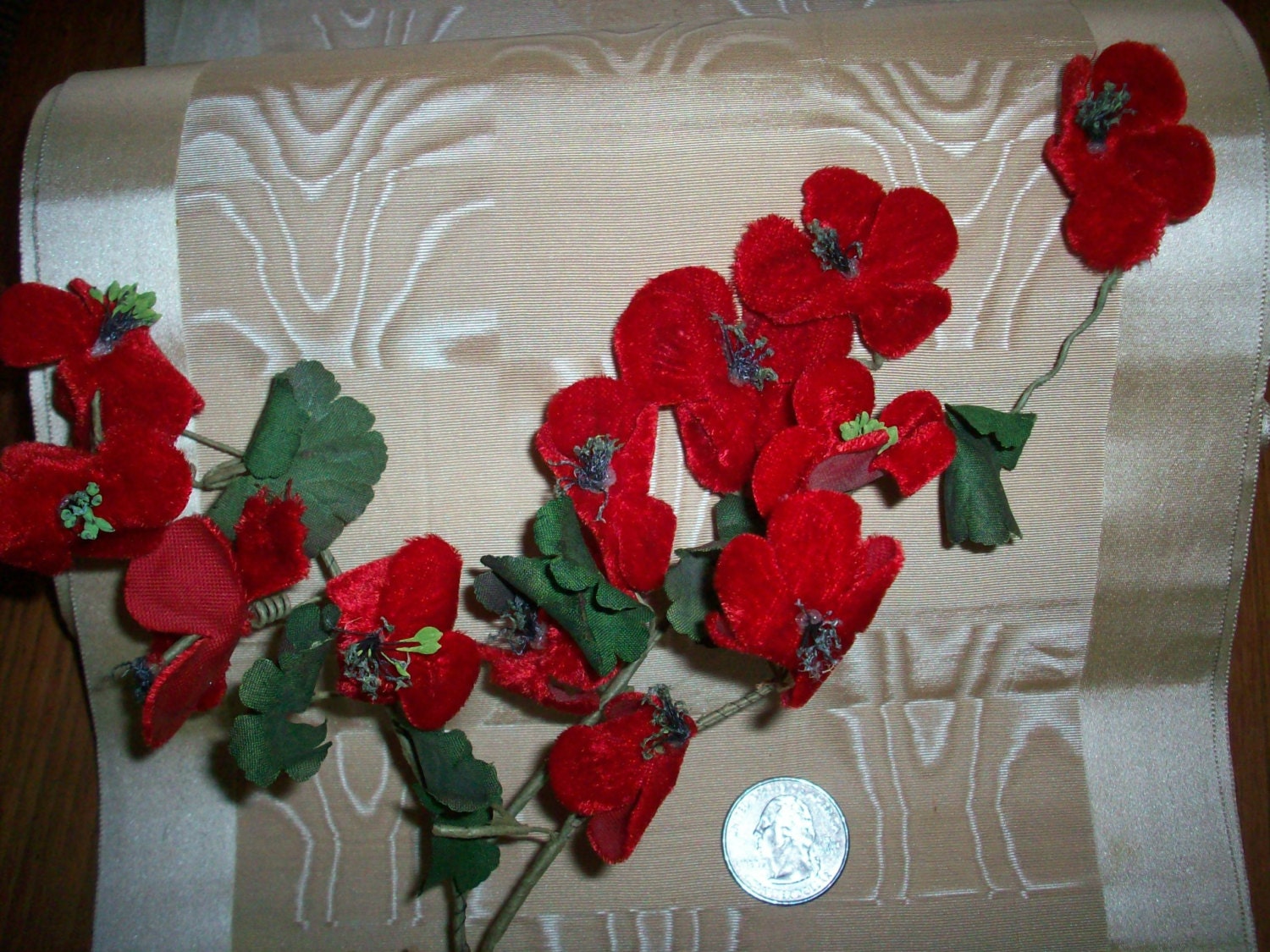 Vintage Colorful Scarlett Red Velvet Flowers - Etsy