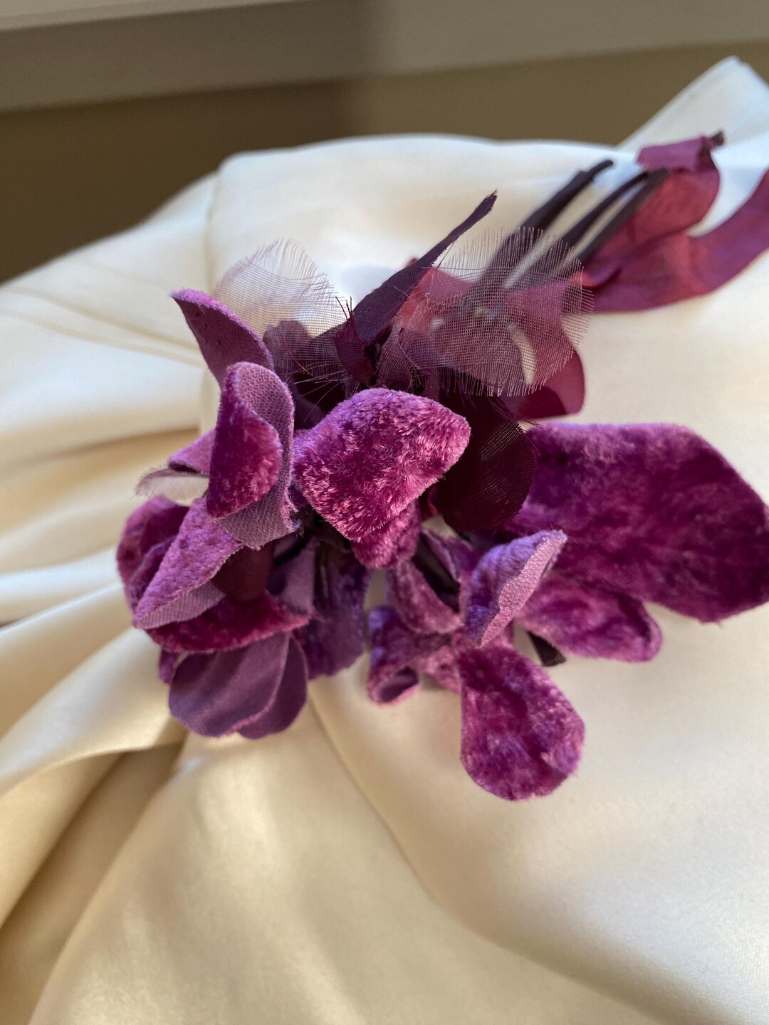 Vintage Colorful Purple Velvet Flowers - Etsy