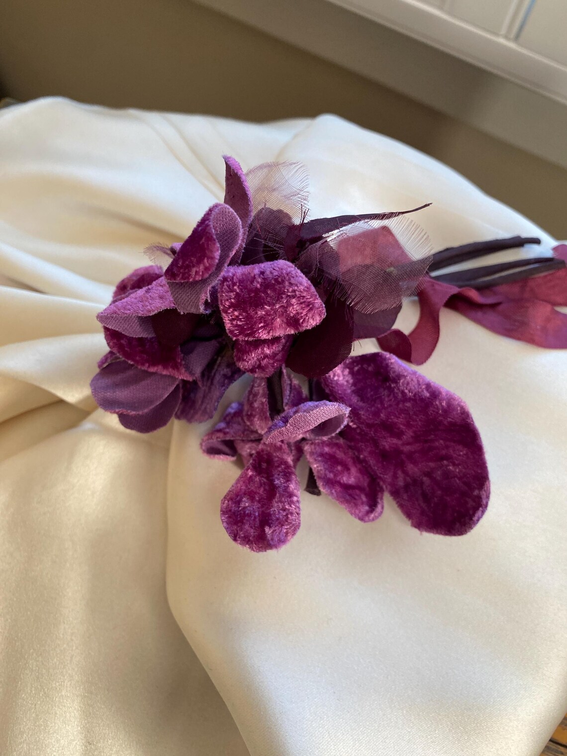 Vintage Colorful Purple Velvet Flowers - Etsy