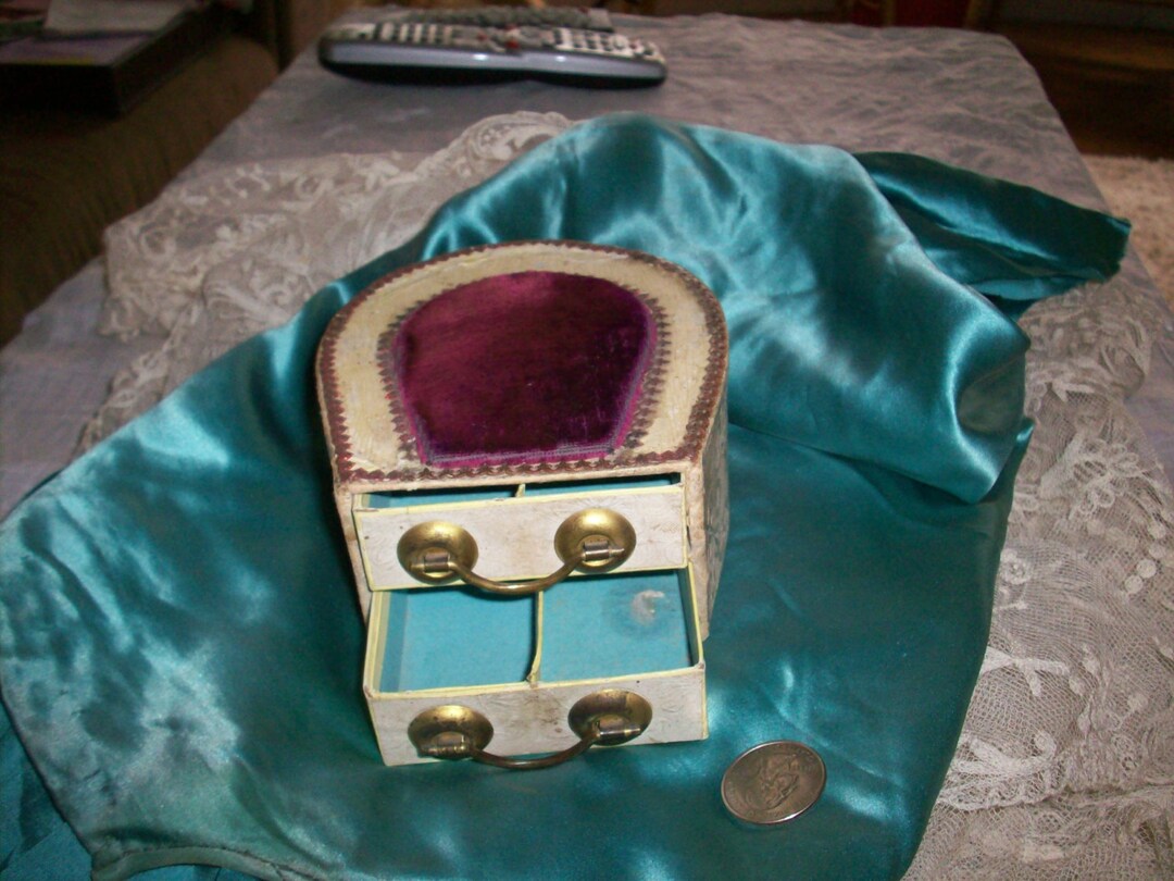 Victorian Pincushion Sewing Box in Purple Silk Velvet With Drawers - Etsy