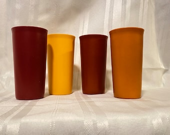 Vintage Tupperware Fall Harvest Colors 4, 12 Oz. Tumblers Cups 1970's ...