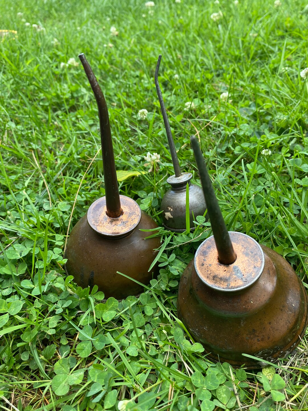 Vintage 1930 to 1940 Eagle Brass Finger Pump Oiler. Set of 3 Not All ...