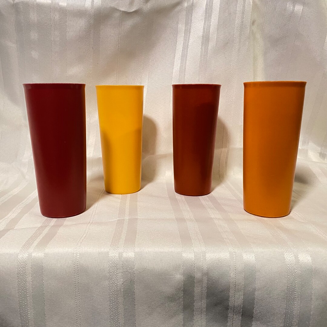 Vintage Tupperware Fall Harvest Colors 4, 12 Oz. Tumblers Cups 1970's ...