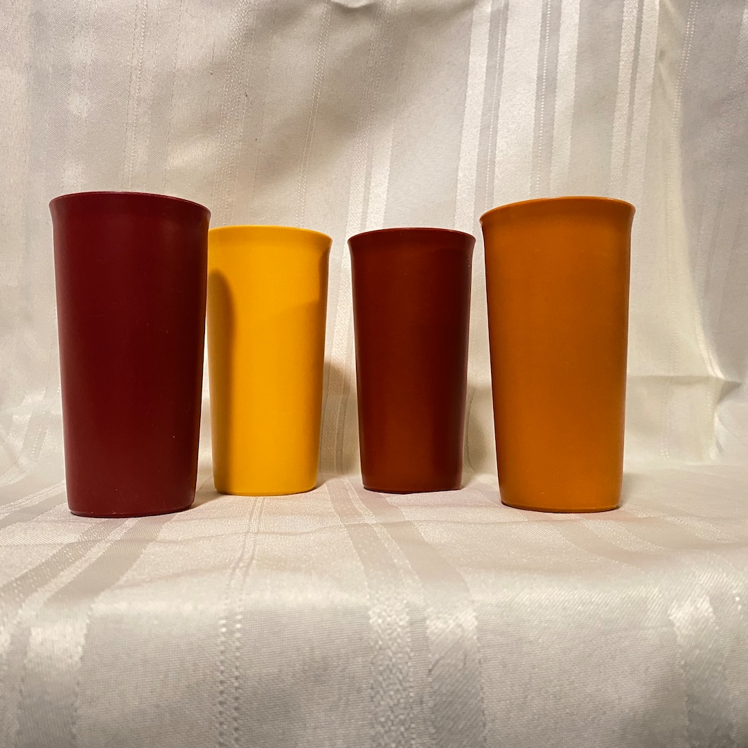 Vintage Tupperware Fall Harvest Colors 4, 8 Oz. Tumblers Cups 1970's ...