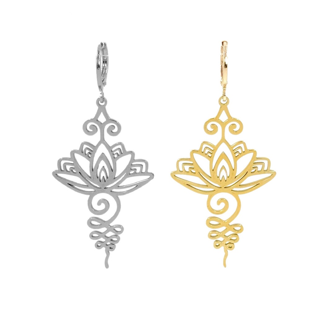 Unalome Earrings, Buddhist Hindu Symbol Jewelry, Silver or Gold - Etsy