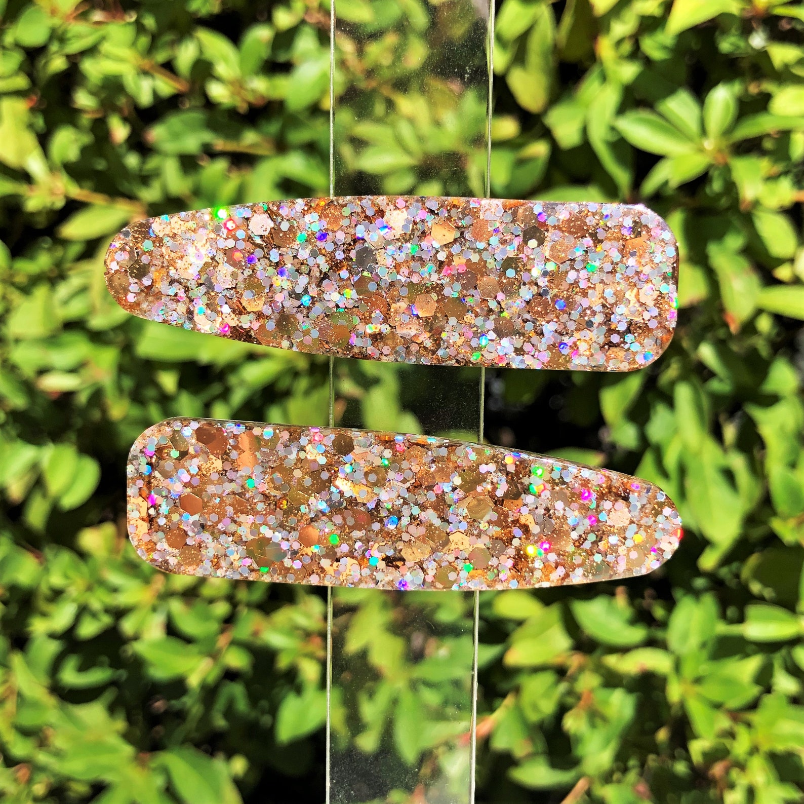 Hair Clip Barrette Epoxy Resin With Rose Gold & Copper Glitter - Etsy