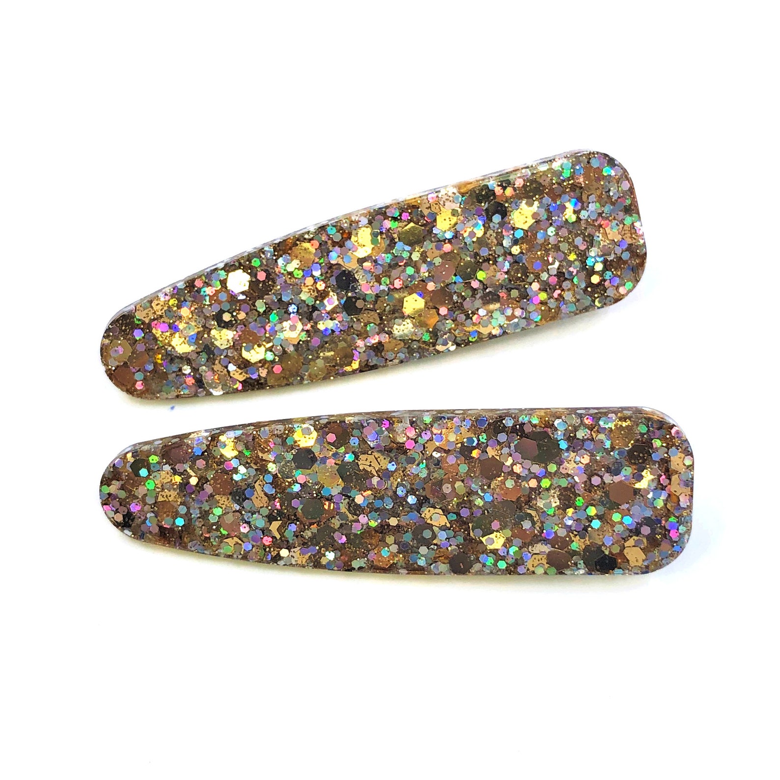 Hair Clip Barrette Epoxy Resin With Rose Gold & Copper Glitter - Etsy