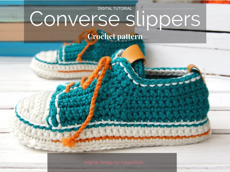 Crochet Pattern- Converse Inspired Slippers,slippers,winter,adult Sizes ...