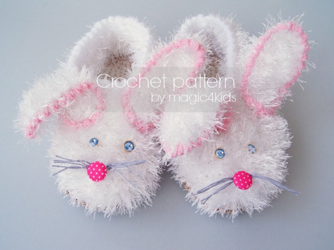 CROCHET PATTERN Fluffy Bunny Slippers for Kidscrochet Shoes | Etsy