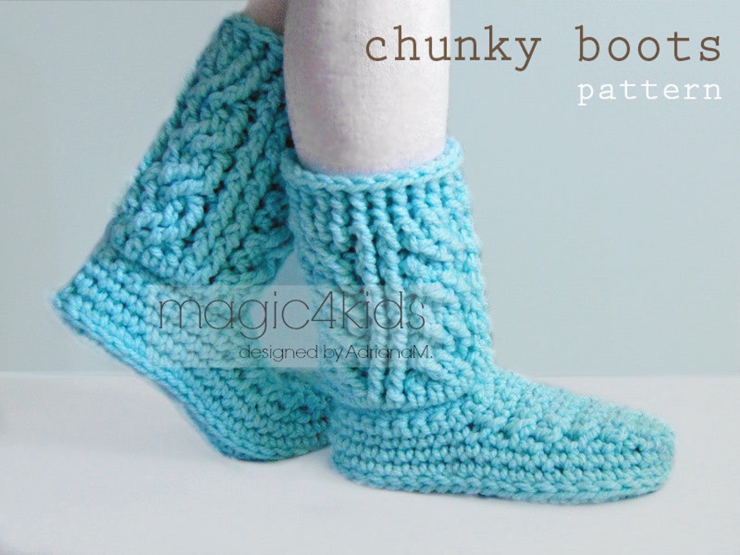 Crochet Pattern - Chunky Boots for Women,sizes 36 to 42 EU / 5,5 to 10 ...