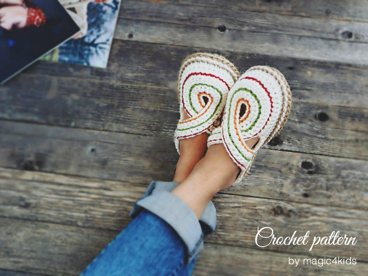 Crochet Pattern Women Twisted Clogs With Rope Solessoles | Etsy