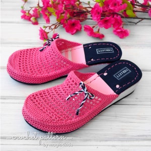 CROCHET PATTERN- SUMMER Clogs on Flip-flop Wedges,all Women Sizes,adult ...