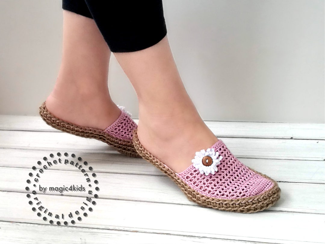 Crochet Pattern- DAISY Summer Clogs With Rope Soles,soles Pattern ...