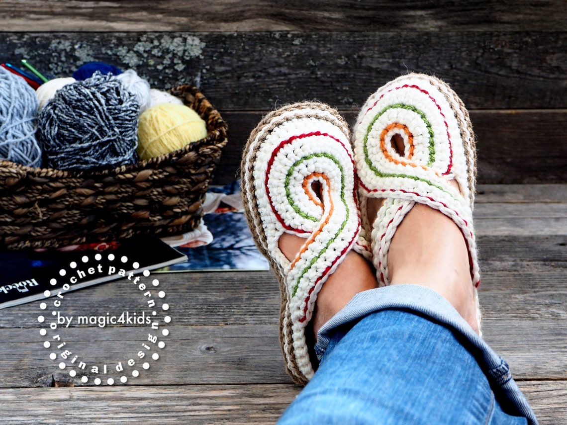 Crochet Pattern Women Twisted Clogs With Rope Solessoles - Etsy
