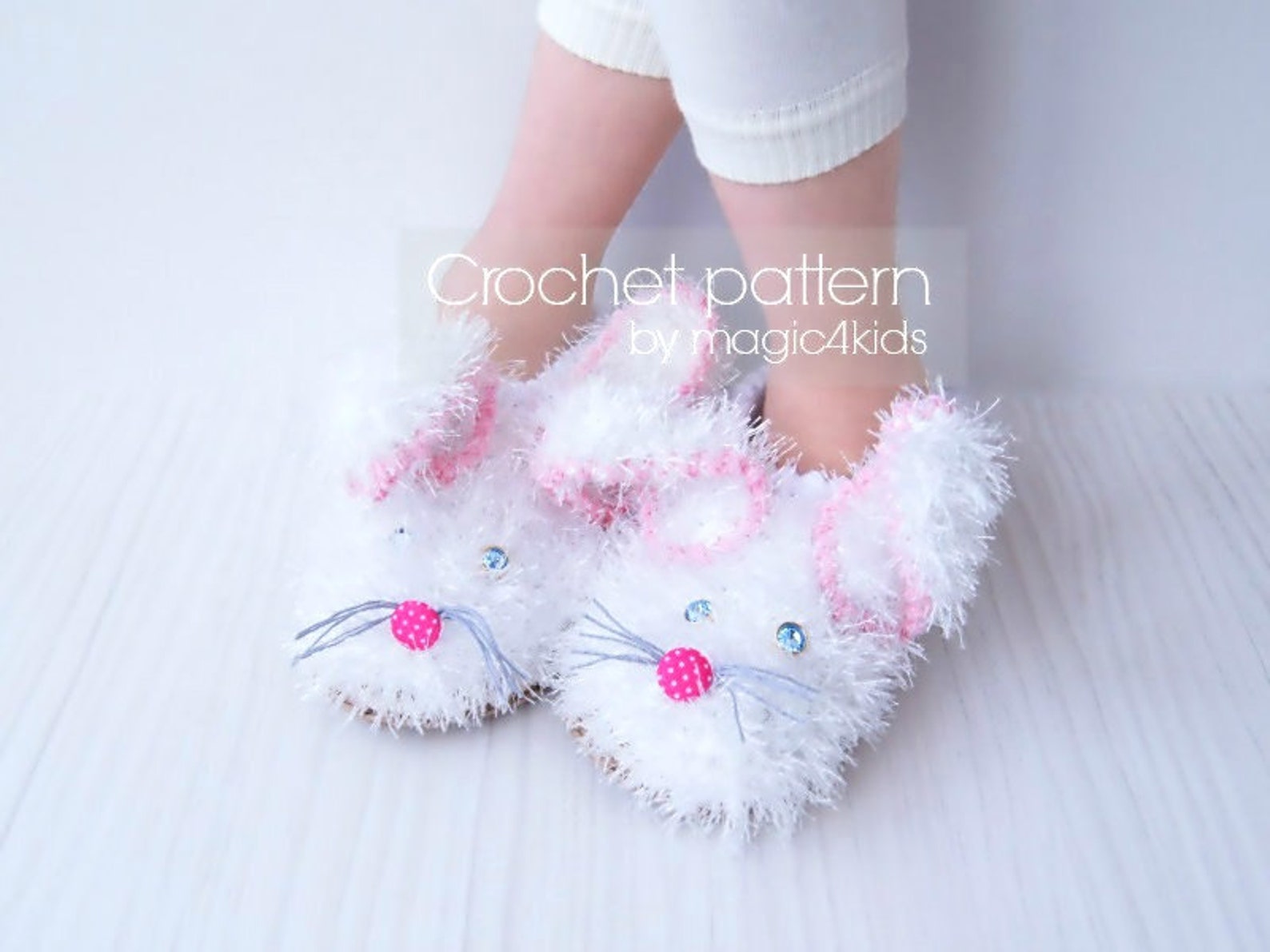 CROCHET PATTERN Fluffy Bunny Slippers for Kidscrochet Shoes | Etsy