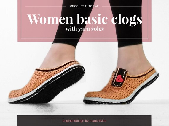 CROCHET PATTERN women basic clogs with yarn | Etsy