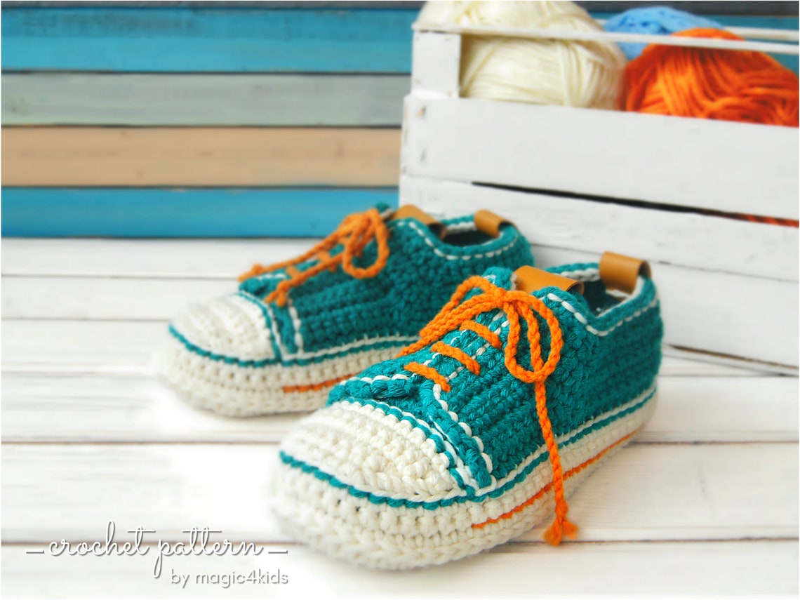 Crochet Pattern- Converse Inspired Slippers,slippers,winter,adult Sizes ...