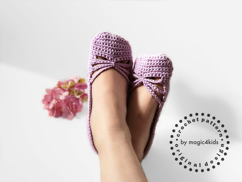 CROCHET PATTERN BALLET woman string slippersbuttonsall | Etsy