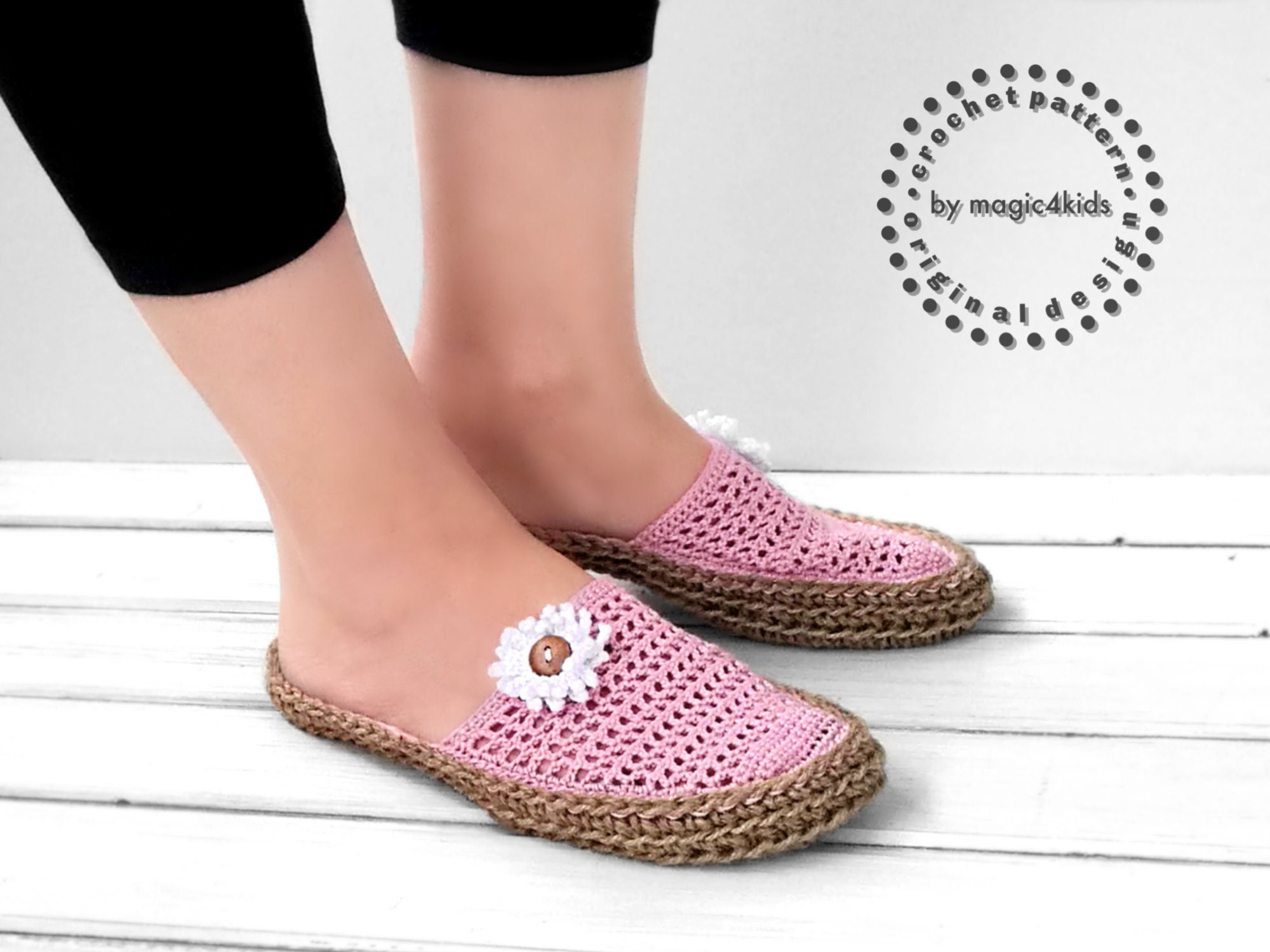 Crochet Pattern DAISY Summer Clogs With Rope Solessoles | Etsy