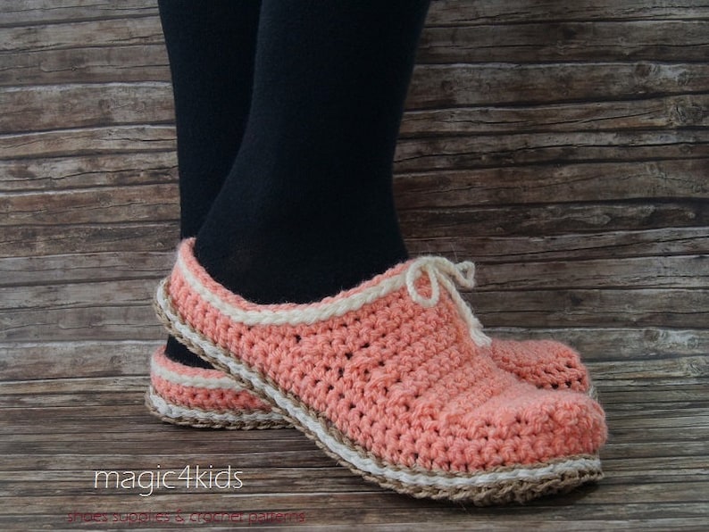 Crochet pattern-women basic clogs with jute rope solessoles | Etsy