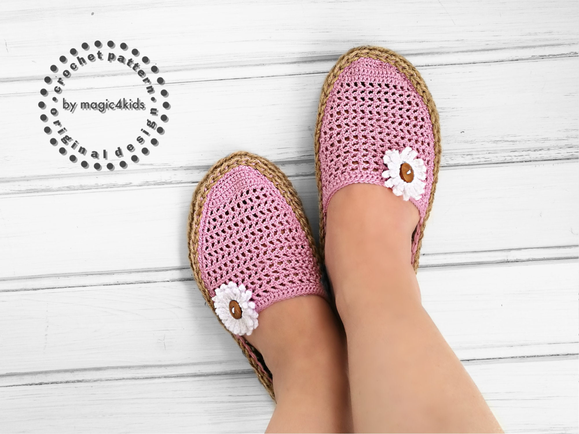 Crochet Pattern DAISY Summer Clogs With Rope Solessoles | Etsy