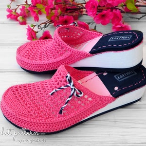 CROCHET PATTERN- SUMMER Clogs on Flip-flop Wedges,all Women Sizes,adult ...