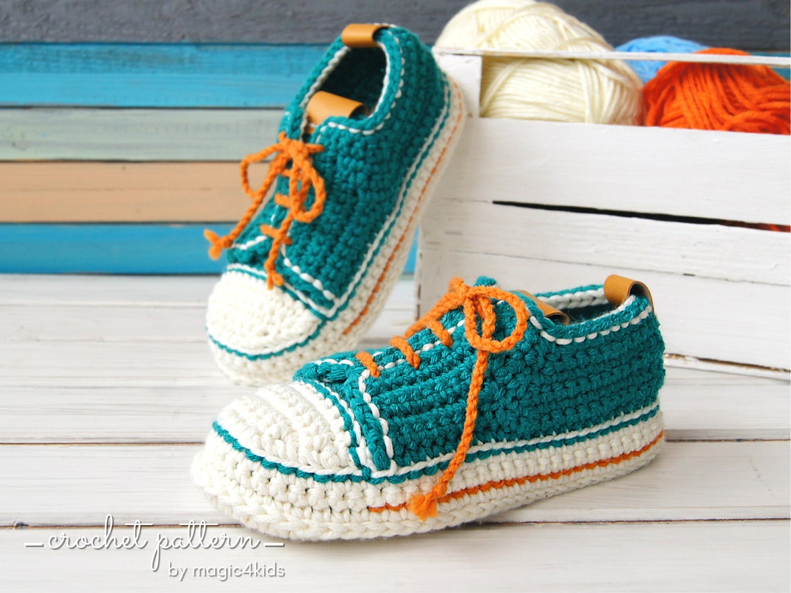 Crochet Pattern- Converse Inspired Slippers,slippers,winter,adult Sizes ...
