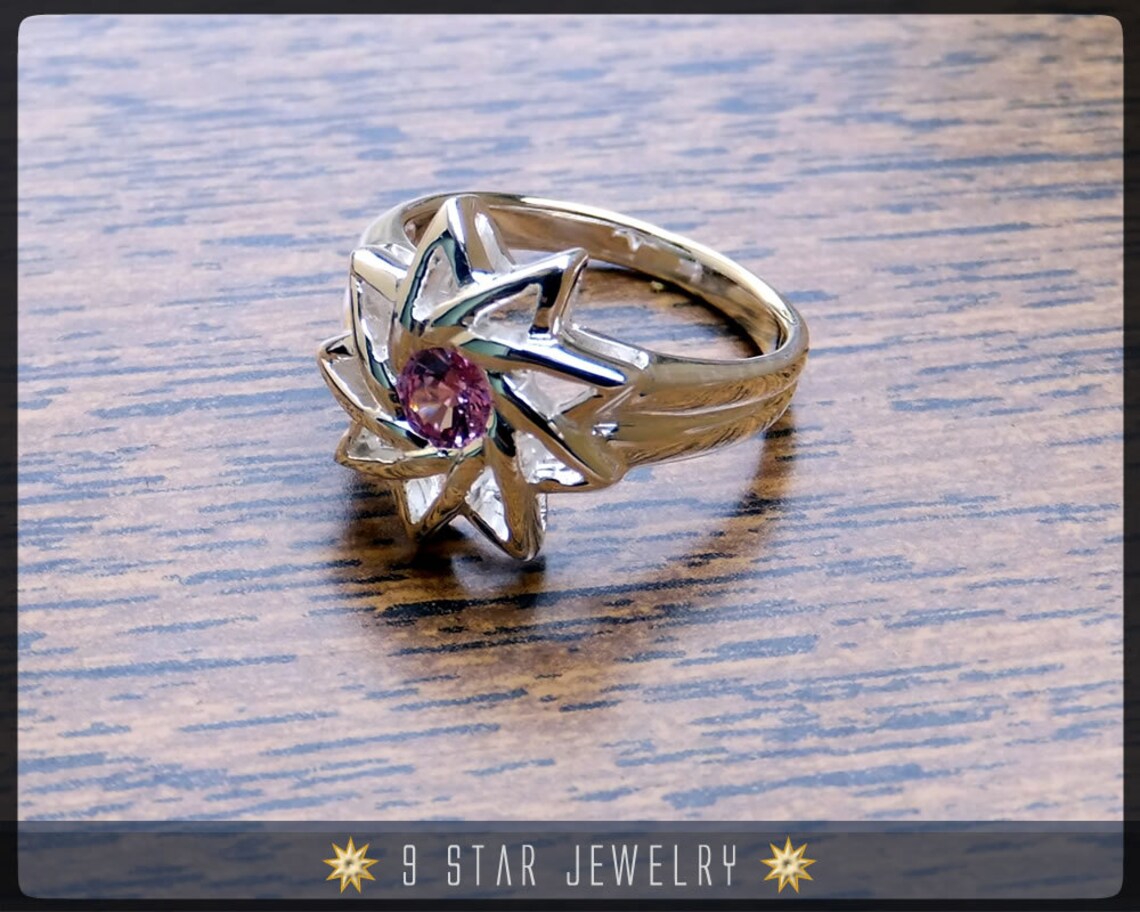 Pink Sapphire Sterling Silver 9 Star Baha'i Ring With - Etsy