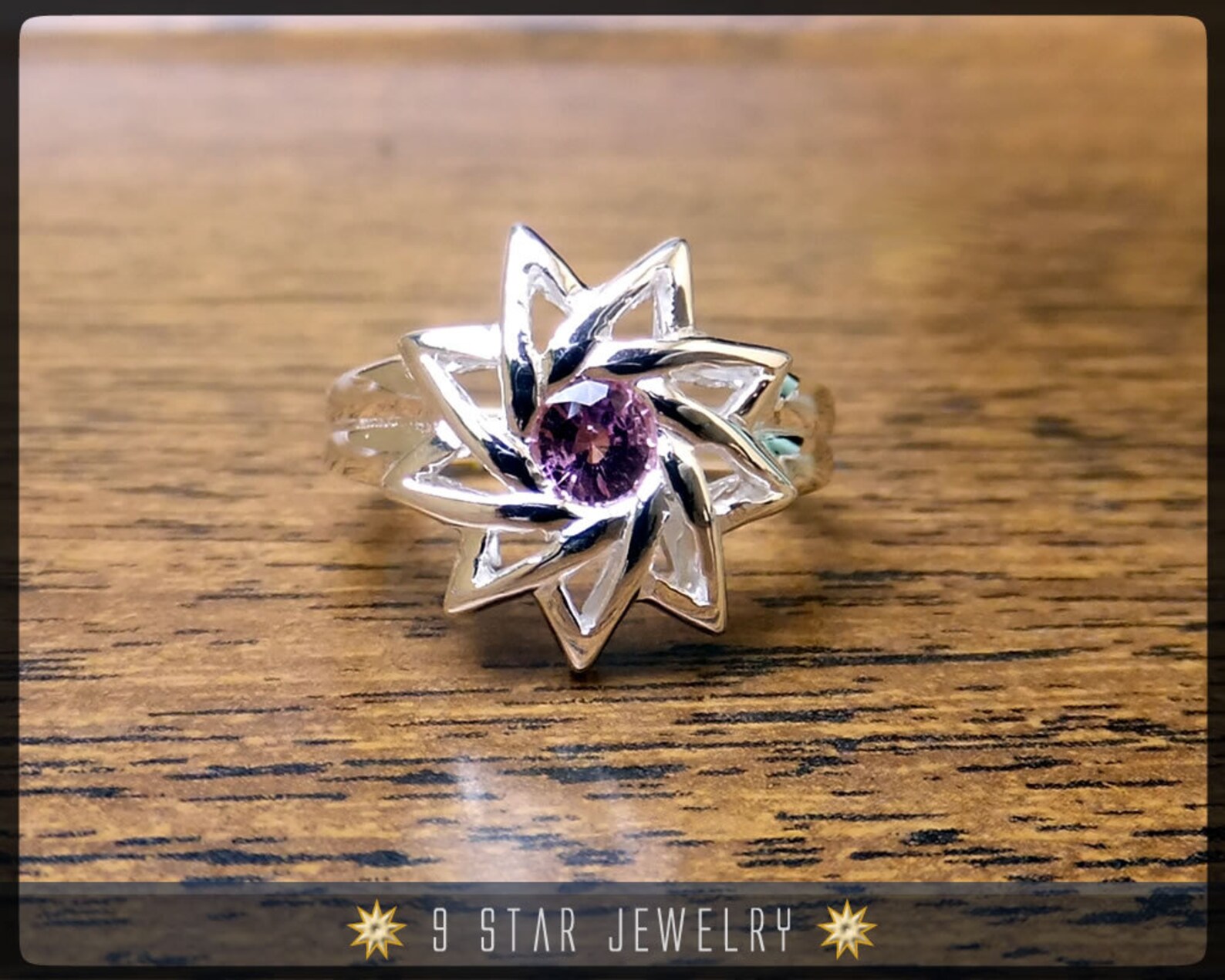 Pink Sapphire Sterling Silver 9 Star Baha'i Ring With - Etsy