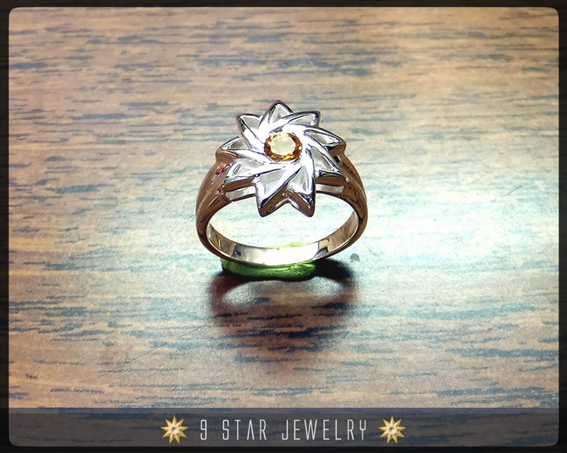 Citrine Sterling Silver 9 Star Baha'i Ring With Genuine | Etsy