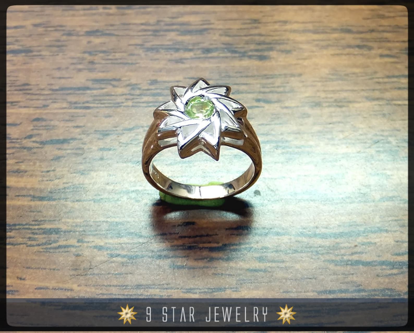 Peridot Sterling Silver 9 Star Baha'i Ring With Genuine - Etsy