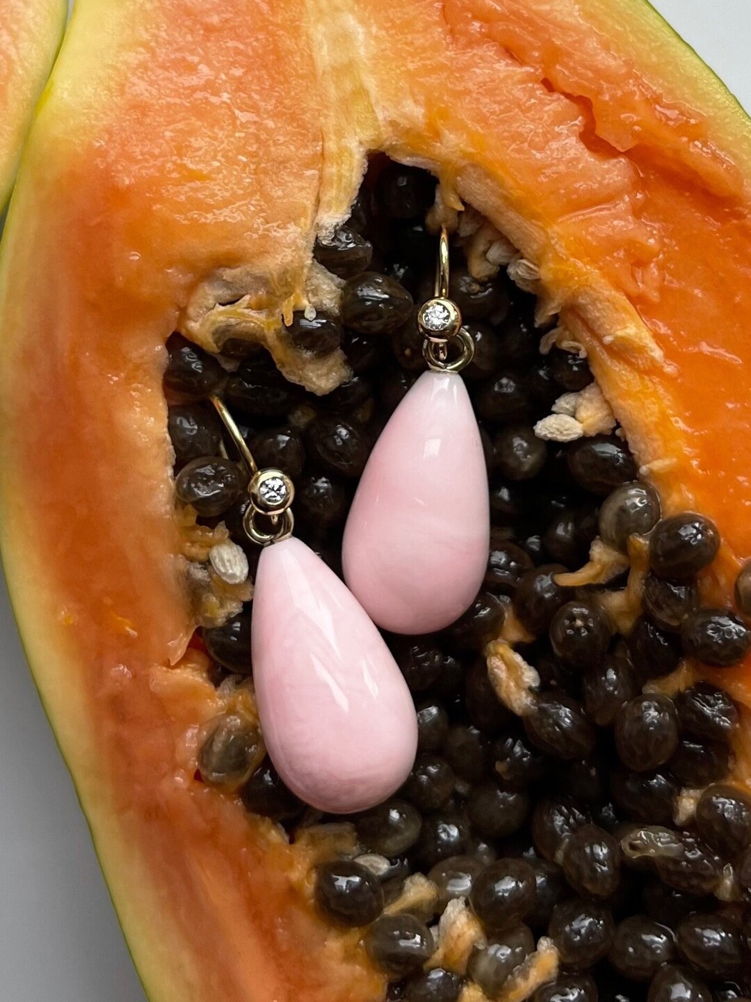 The Agnes Earrings With Pink Opal - Etsy