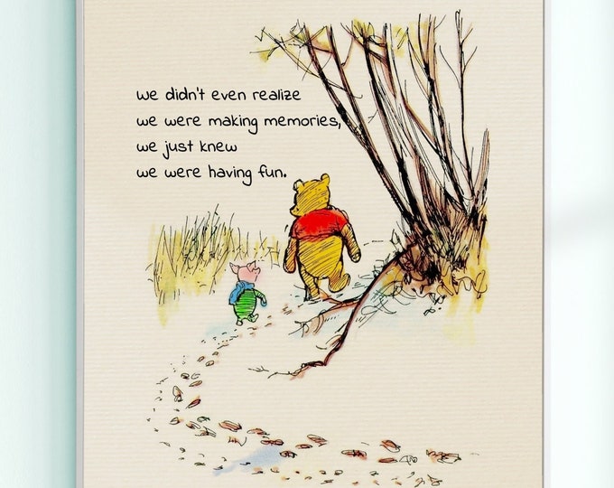 Winnie the Pooh and Piglet Print With Linen Background, We Didn't ...