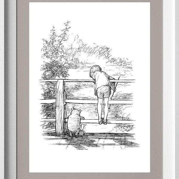 Pooh Piglet and Christopher Robin Print - Etsy UK