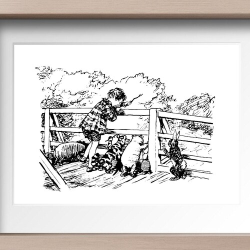 Winnie the Pooh and Christopher Robin Balloon Poster Classic | Etsy