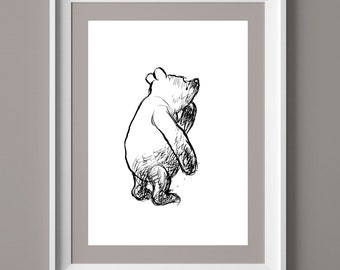 Winnie the Pooh Poster Classic Vintage Printable Nursery Print Gift ...