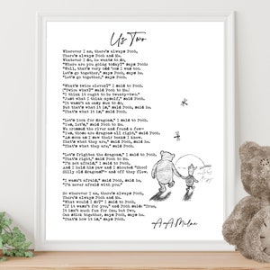 Us Two Poem by AA Milne... Winnie the Pooh Quote Poster Wedding Gift ...