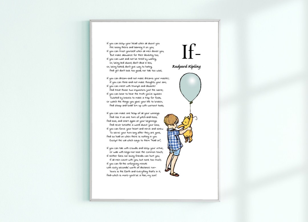 If Poem Rudyard Kipling Winnie the Pooh Quote Poster Gift Famous Poem ...