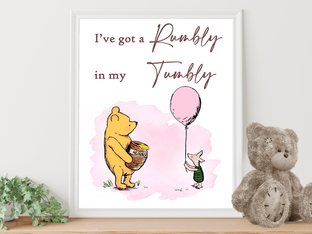 Baby Shower Rumbly in My Tumbly Sign Decor Classic Winnie the Pooh ...