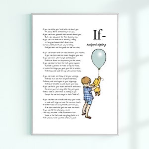 If Poem Rudyard Kipling Winnie the Pooh Quote Poster Gift Famous Poem ...