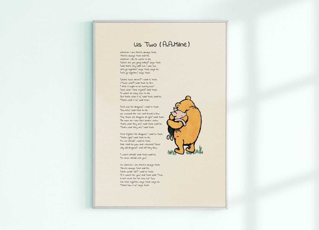 Us Two Poem by AA Milne... Winnie the Pooh Quote Poster Wedding Gift ...