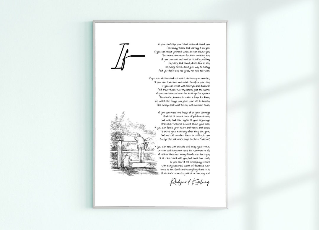 If Poem Rudyard Kipling Winnie the Pooh Quote Poster Gift Famous Poem ...