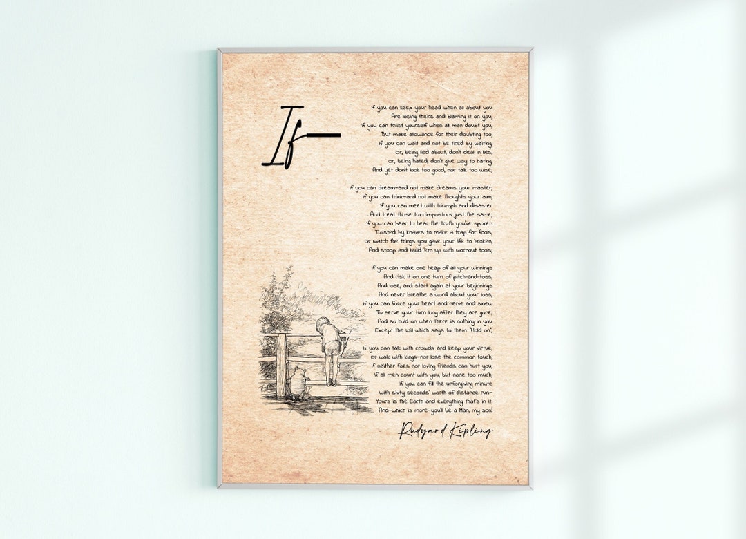 If Poem Rudyard Kipling Winnie the Pooh Quote Poster Gift Famous Poem ...