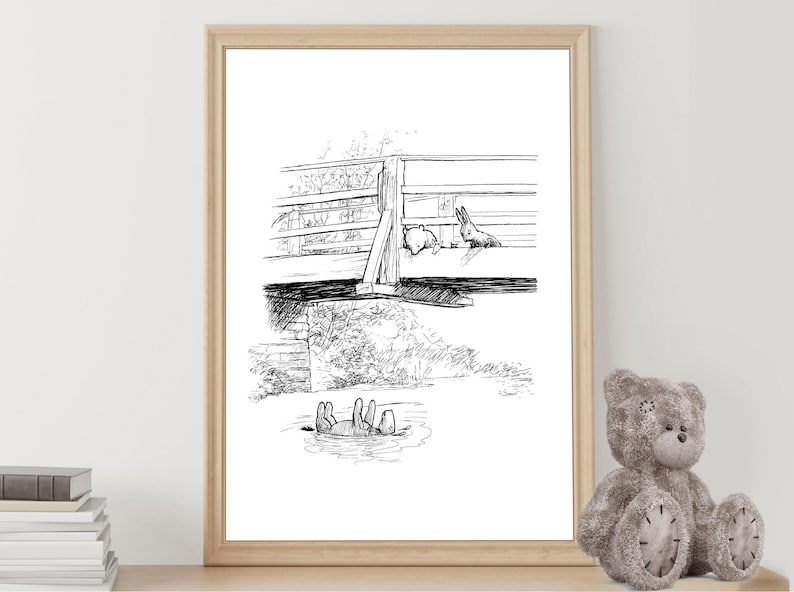 Pooh Sticks Bridge Winnie the Pooh Classic Poster A. Milne Print ...
