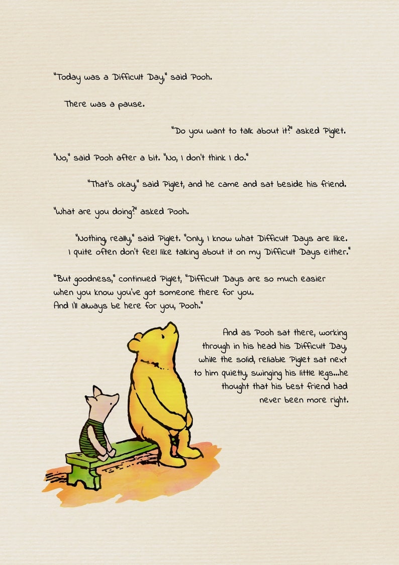 Today Was a Difficult Day, Said Pooh..do You Want to Talk About It ...