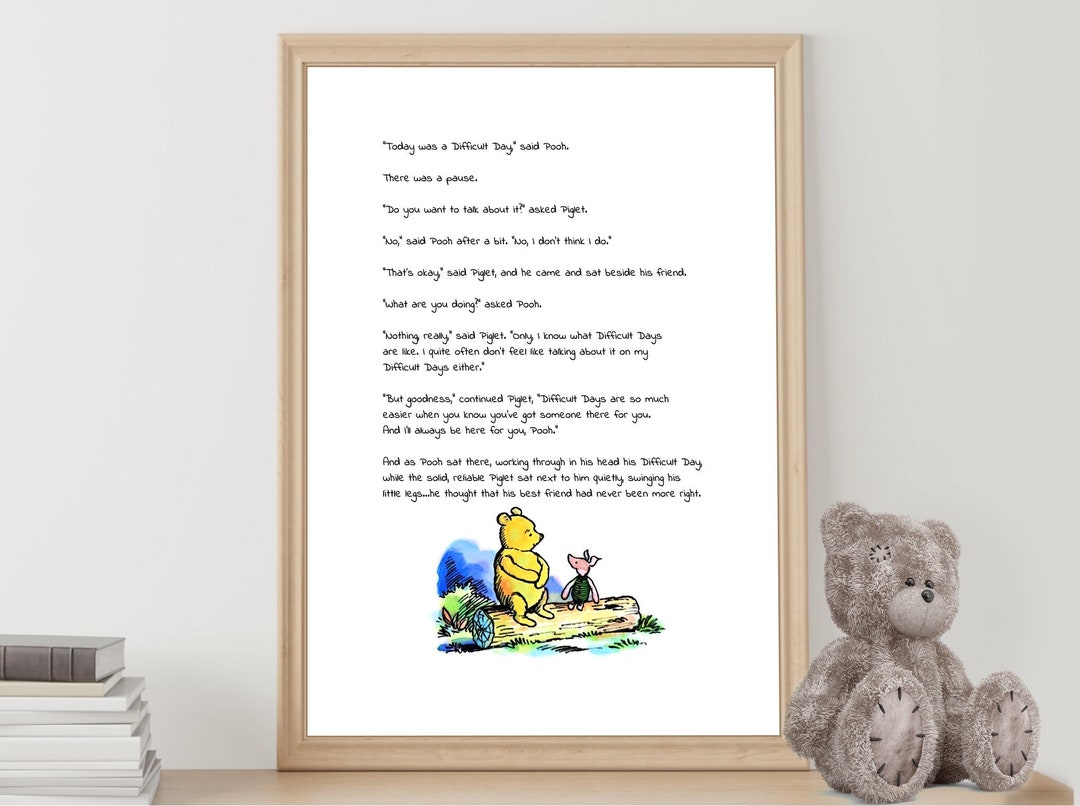 Today Was A Difficult Day Said Pooh Do You Want To Talk About It