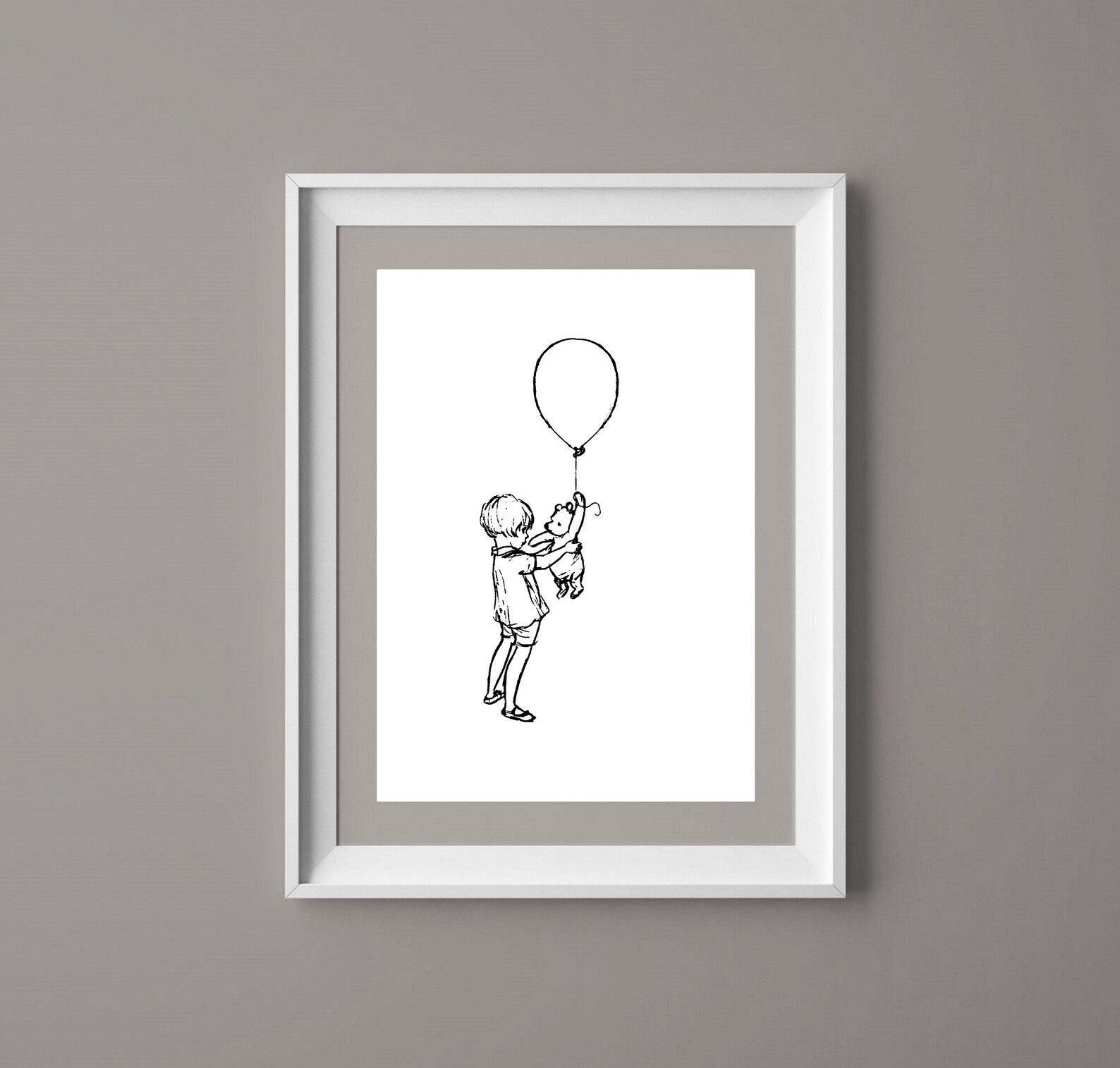 Winnie the Pooh and Christopher Robin Balloon Poster Classic | Etsy